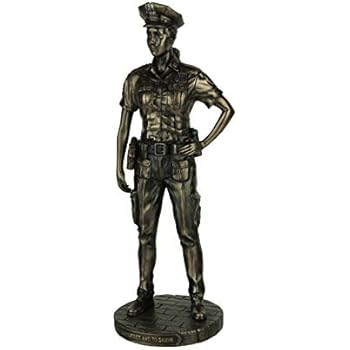 Amazon.com: Bronze Plated Police Officer Statue Cop Trooper: Home & Kitchen