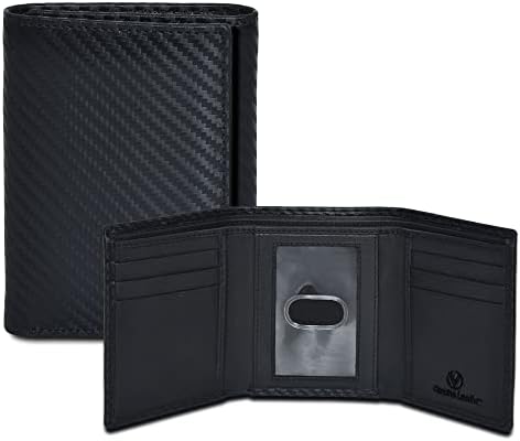 Genuine Leather Mens RFID Blocking Slim Trifold Wallet with 6 Cards+1 ...