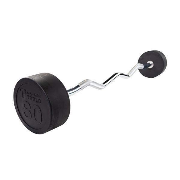 Body-Solid (SBZ80) Rubber Coated Fixed Weights Curl Barbell - Weighted ...