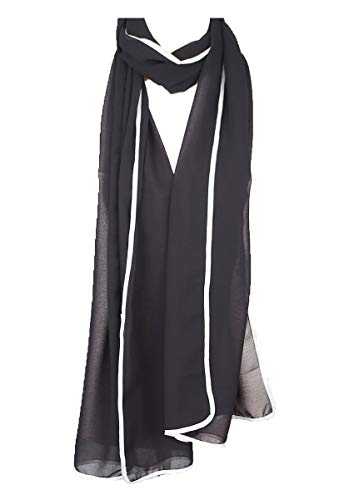 Elegant Extra Long Chiffon plain color Scarf with white hem, fashion ...