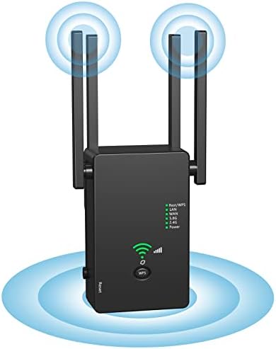 WiFi Range Extender, 1200Mbps Repeater Wireless Signal Booster 5GHz & 2.4GHz Dual Band with 4 ...