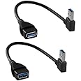 SuperSpeed USB 3.0 Male to Female Extension Data Cable Left and Right Angle 2PCS by Oxsubor(20CM ...