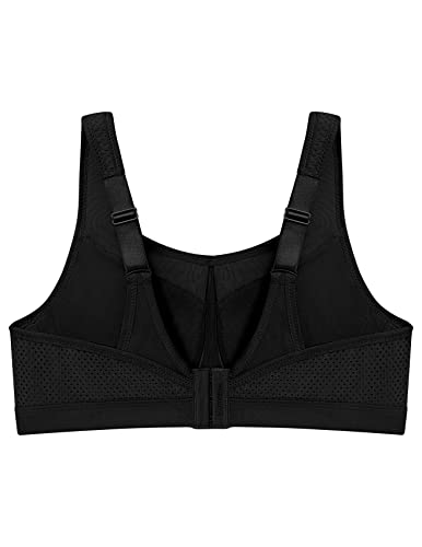 Glamorise Black Underwire High Impact Sports Bra US 34h UK 34ff for ...