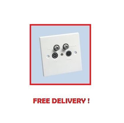 Quadplexed Screened Wall Outlet Plate - This plate has 2 Inputs & 4 ...