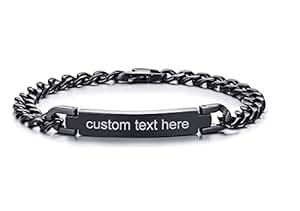 Amazon.com: Personalized Engravable Stainless Steel ID Bracelets for ...