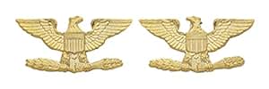 Amazon.com: COLONEL EAGLE GOLD UNIFORM COLLAR BRASS PINS INSIGNIA ...