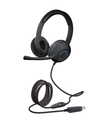 Cyber Acoustics Stereo USB Headset (AC-5008A), in-line Controls for Volume & Mic Mute ...