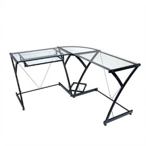 Walker Edison Ellis Contemporary Glass Top L Shaped Corner Computer ...