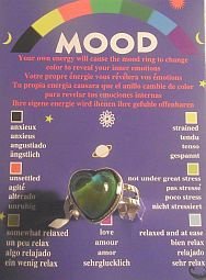Mood Ring; Heart Shaped on a Card with Colour Coded Chart telling your ...