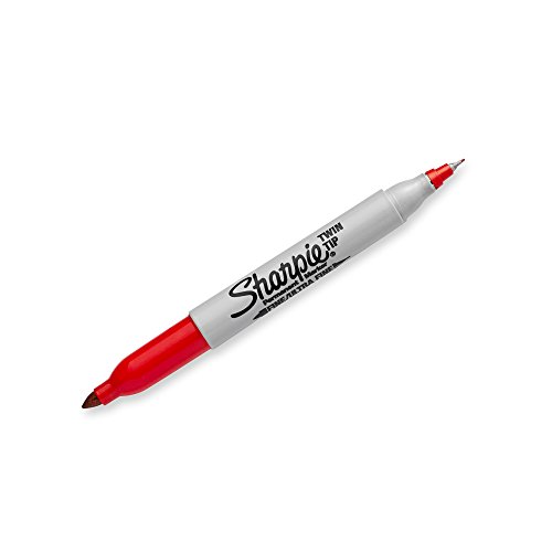 SHARPIE Twin Tip Permanent Markers, Fine and Ultra Fine, Red, 12 Count ...