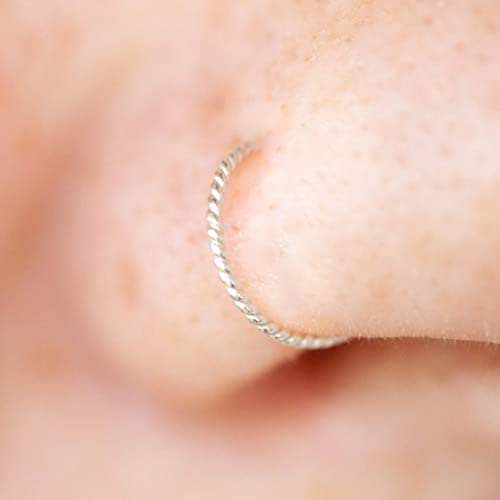 Amazon.com: Endless Hoop Skinny Tiny Thin Nose Ring Sterling Silver 7mm ...