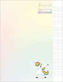 English Handwriting Notebook: 4 Line Ruled Notebook : Children 4 Line ...
