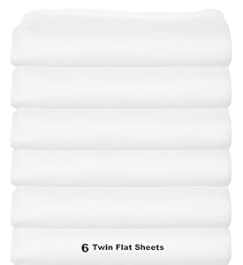 Amazon.com: Twin Size Flat Sheets, Cotton/Poly, 66x104 in.,white, 6 ...