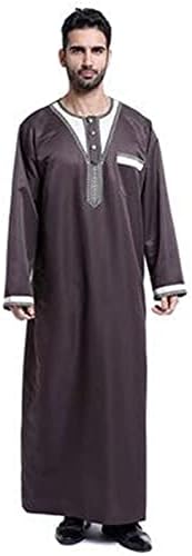 Muslim Men Dubai White Long Sleeve Robe Islamic Clothing Saudi Arabic ...