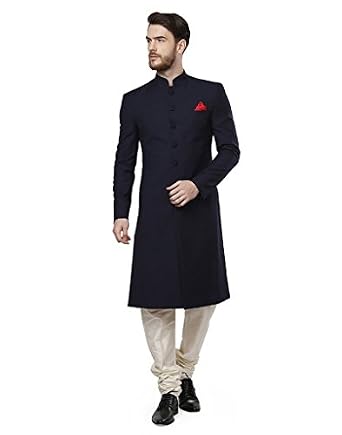 Traditional Pathan Wear Long Knee length Indowestern Marriage Sherwani ...