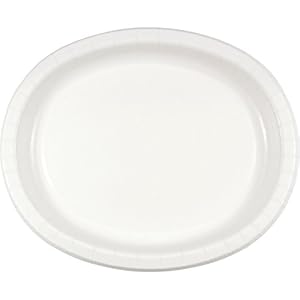 Amazon.com: Creative Converting 8 Count Oval Paper Platters, White ...
