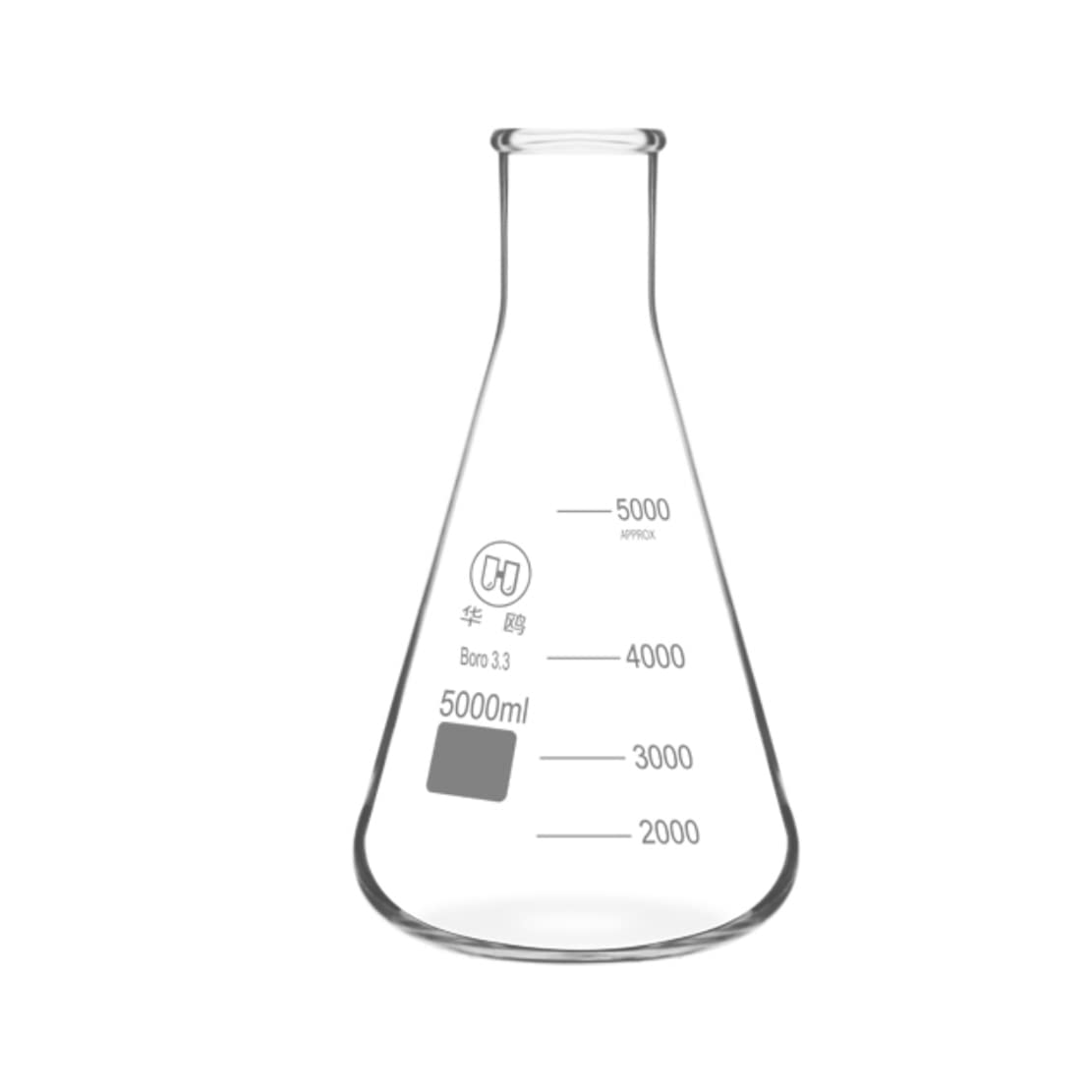 Deschem 5000ml Glass Erlenmeyer Flask 5 Litre Lab Conical Bottle Normal Neck Narrow Mouth Vase ...