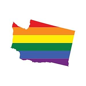 Amazon.com: Washington State Shaped Gay Pride Rainbow Flag Sticker Self ...