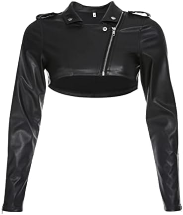 سعر HeiBai Xiong Cropped Leather Jacket Goth Moto Half Jackets For Women Short Crop Top Emo Alt ...