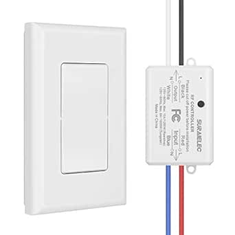 Suraielec Wireless Remote Light Switch, No Wiring, No WiFi, 100ft RF ...