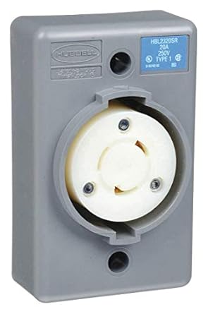 Hubbell Wiring Device-KELLEMS Gray Locking Receptacle, 20 Amps, 250VAC ...
