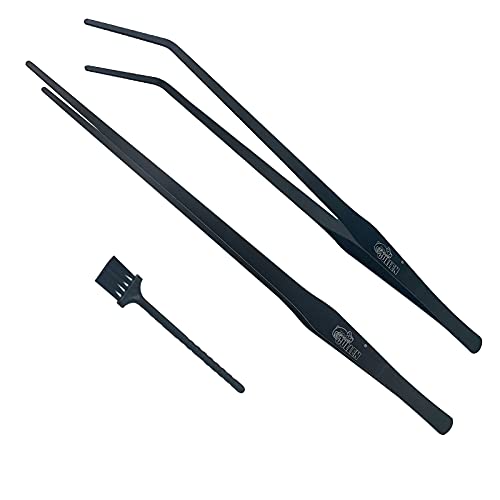 2pc Aquarium Tweezers Stainless Steel Straight and Curved Tweezers with ...
