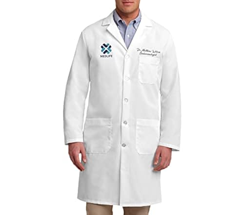 Personalized Embroidered Lab Coat for Men 41 Inch Add Your Name Text ...