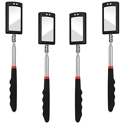 4 Pieces Telescoping Inspection Mirror Telescoping LED Lighted Flexible ...
