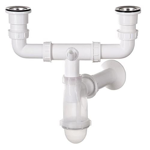 Buy Bathroom Kitchen Double Bottle Drain Waste Trap with Transparent ...