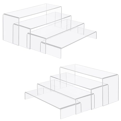 Famyards 8 Pcs Acrylic Risers(12",11.6",11.2", 9.8"), Clear Rectangular ...