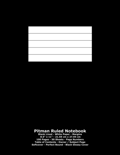 Pitman Ruled Notebook: Blank Lined - White Paper - 8.5" x 11" - 21.59 ...