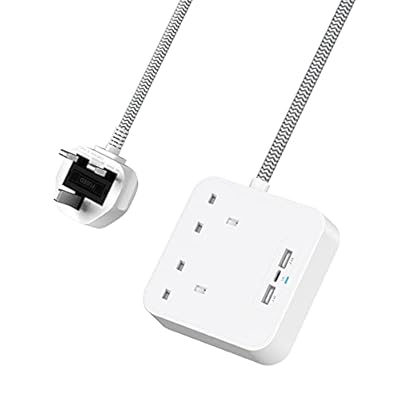 Extension Lead with USB C Port, Power Strips with 2 Way Outlets 3 USB ...