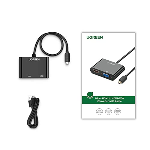 UGREEN Active Micro HDMI to HDMI VGA Video Converter Adapter with 3.5mm Audio Jack Micro HDMI ...