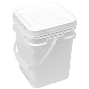 Amazon.com : Square Bucket 4-Gallon Bucket with White Snap-on Lid with ...