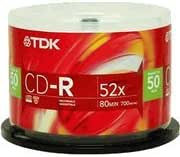 Amazon.com: TDK CD-R 52X - 80Min 700MB - 50 Pack : Electronics