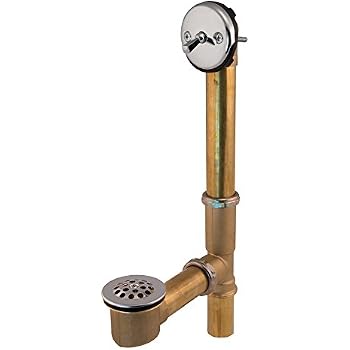 Watts 98CP Trip Lever 18-Inch 20-Gauge Brass Bath Drain, Chrome Trim ...