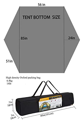 Toogh 2-3-4 Person Camping Tent 60 Seconds Easy Quick Set Up Tent Waterproof Pop Up Dome Family ...