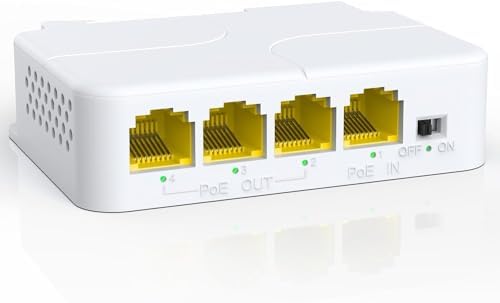 4 Port PoE Extender Gigabit, PoE Passthrough Switch, 3 PoE Out, IEEE ...