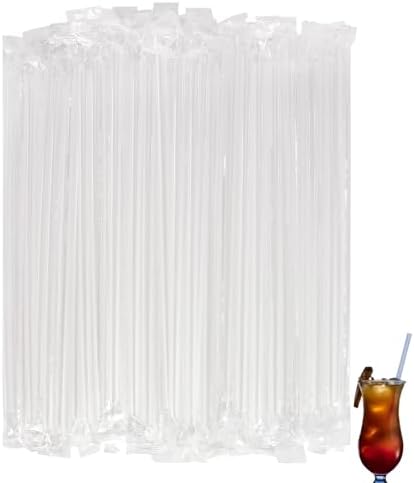 200 Pack Plastic Clear Straws Individually Wrapped, Disposable Plastic ...