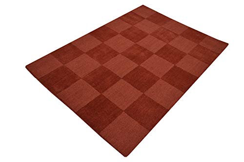 Buy Hand Tufted Modern Low Cut Box Carpet (120x170) Rust Color Handmade ...