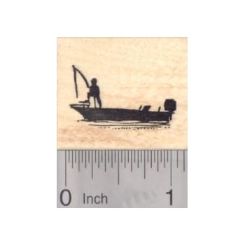 Amazon.com: Bass Fishing Boat Rubber Stamp, Sport fishing Silhouette ...