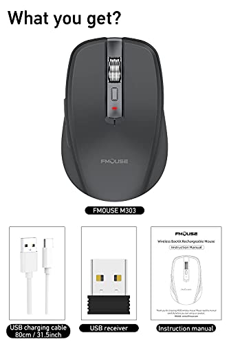 FMOUSE Rechargeable Wireless Mouse, Dual Mode Mouse with RGB Lights, 2 ...