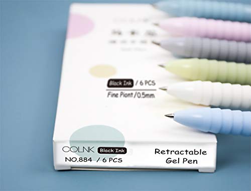 COLNK Retractable Gel Pens, Black Ink, Cute Pens, Pastel Pens Barrel ...