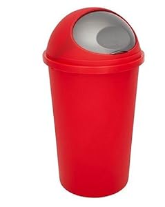 NEW COLOUR 45l RED BULLET BIN/SILVER FLAP / DUSTBIN / RUBBISH BIN / FOR ...