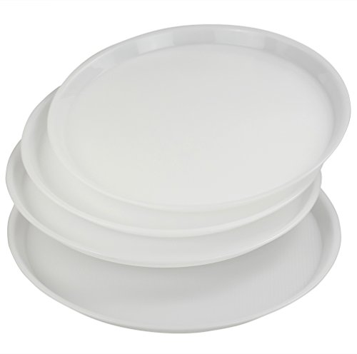Saedy White Plastic Fast Food Trays, Round Serving Trays(4 Packs ...
