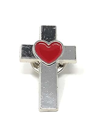 Amazon.com: 50 Bulk Christian Cross with Heart Lapel Pins: Clothing