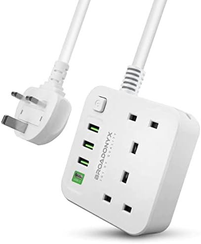 Broadonyx Extension cord Power Strip 30W PD UK Electrical Plug Sockets ...