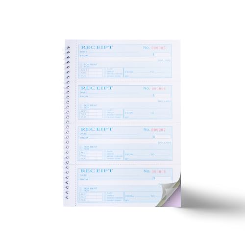 Money Rent Receipt Book,7.9x11.22 Inches 3 Part Carbonless,Receipt Book ...