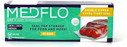 سعر MEDFLO Medium Double Zipper Food Storage Bag 50 PCS (18cm x 20cm ...