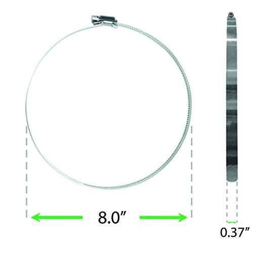 GLIDESTORE 8-Inch Hose Clamps Stainless Steel (Adjustable 7.48 Inch – 8 ...